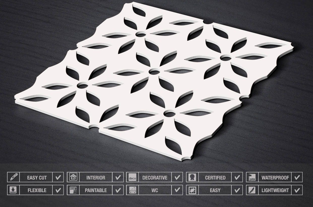 Flower Fretwork Wall Decor Wall Panels 3D Wall Art Large | Etsy