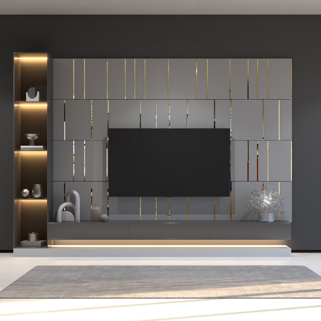 Grey and Gold Mirror Decorative Panels, 3D Wall Panels, Pack of 8 or 16 ...
