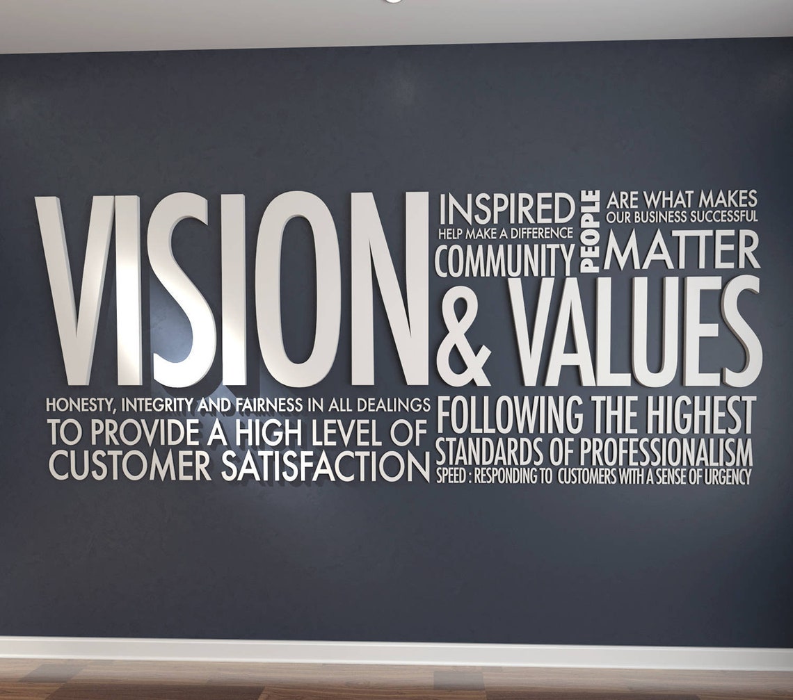 Vision & Values 3D Letters Office Wall Art Wall Decal | Etsy