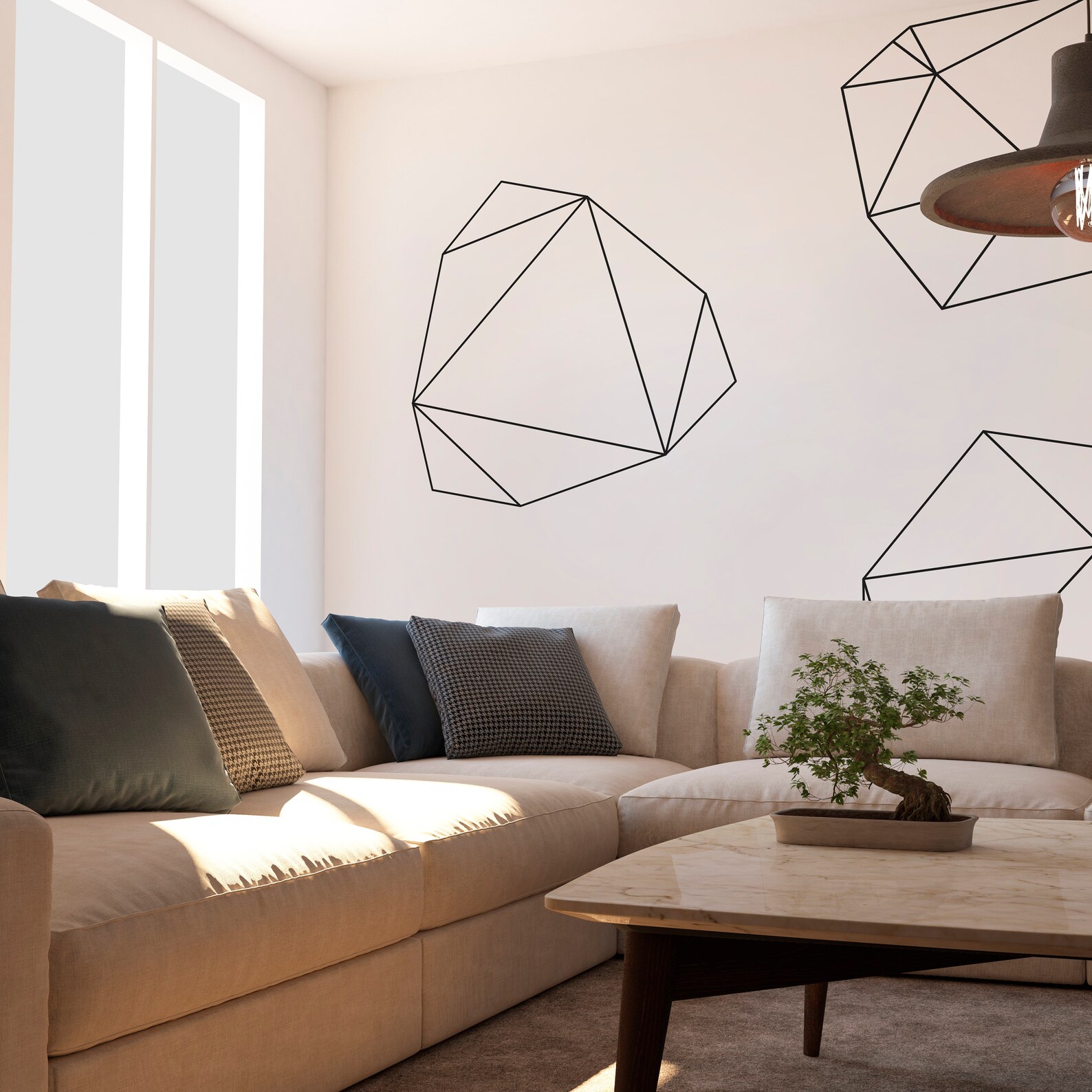 Geometric Outlines Mid Century Modern Wall Decals Wall Stickers Gift ...