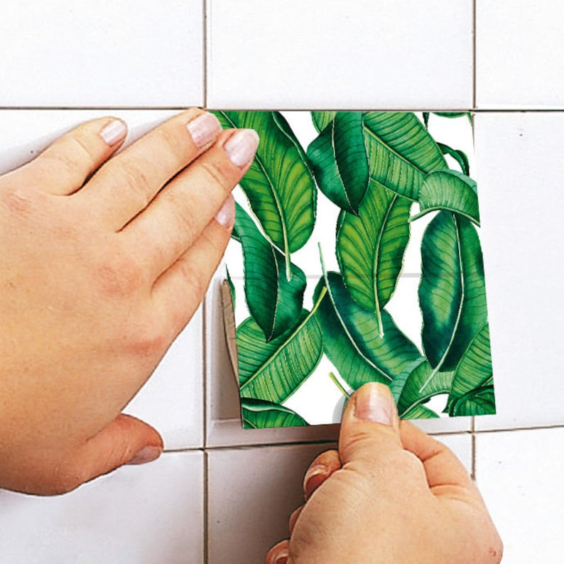 Banana Leaf Tile Stickers Tropical Leaves Green Leaves - Etsy
