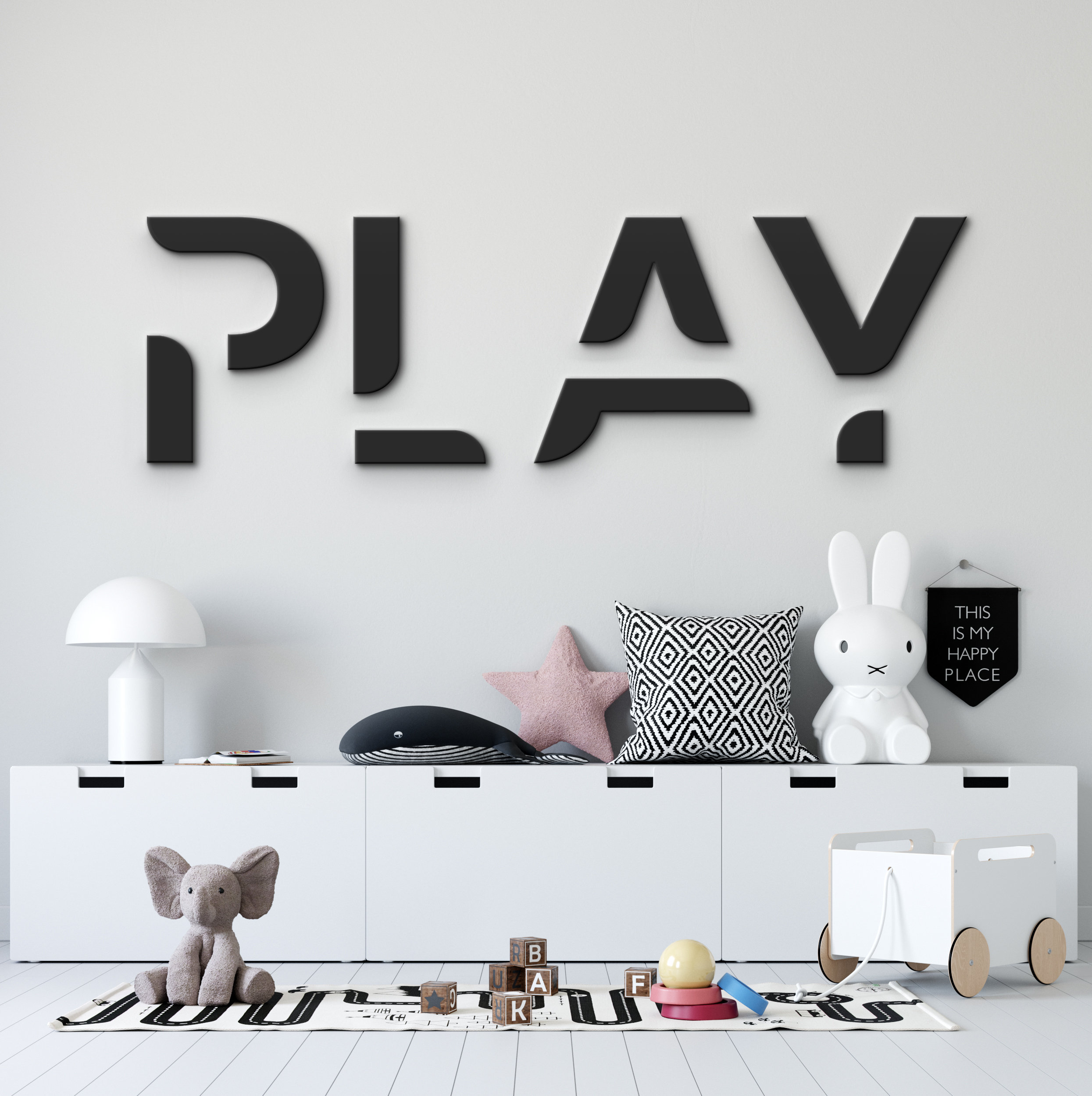 Play Sign for Playroom Nursery Wall Art 3D Bedroom | Etsy