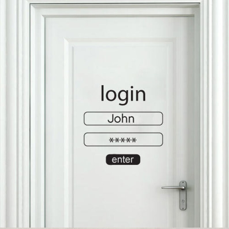 Login and Password Wall Sticker - Login and Password Door Decal - Login ...
