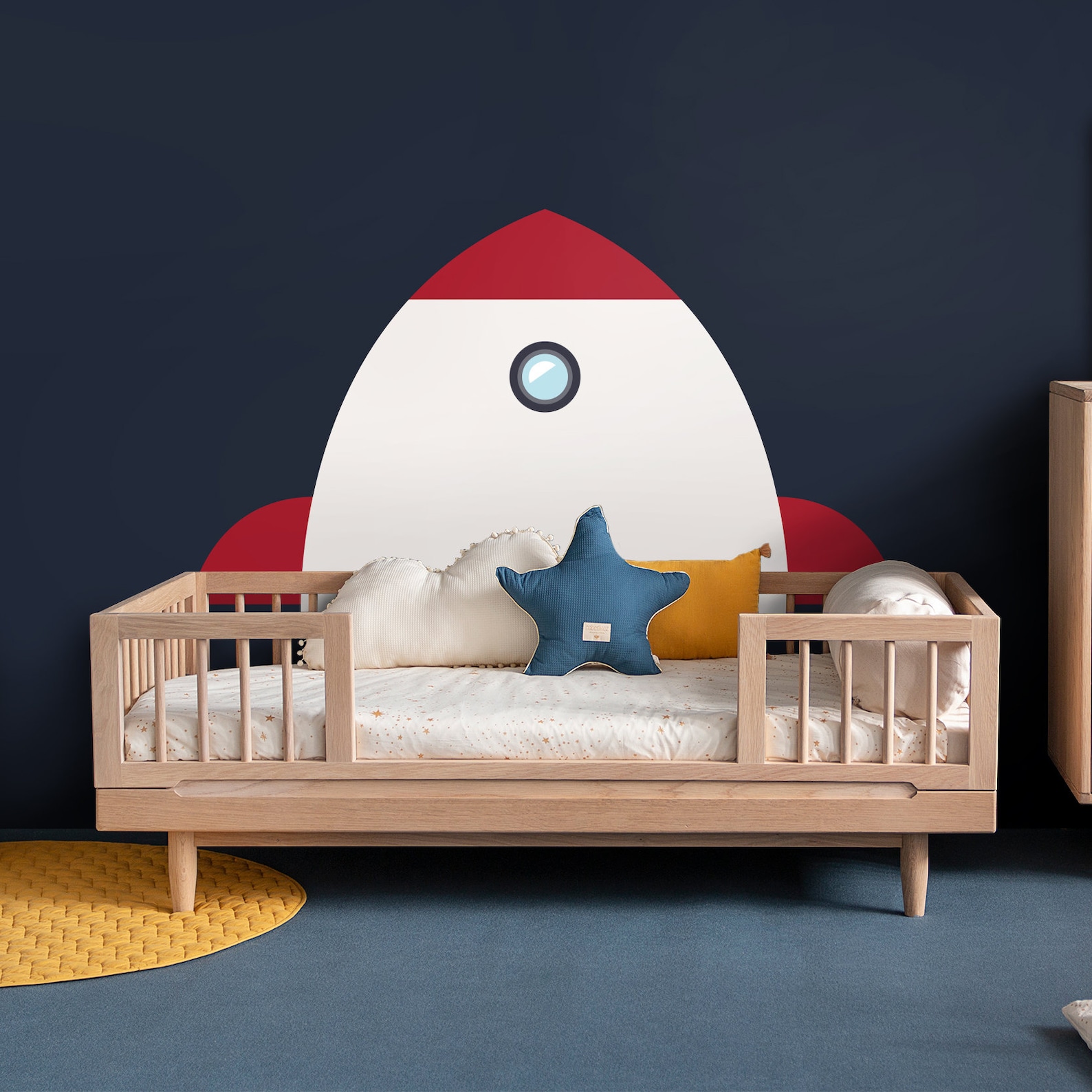 Rocket Ship Headboard Decal, Space Ship Astronaut Rocket, Outer Space ...