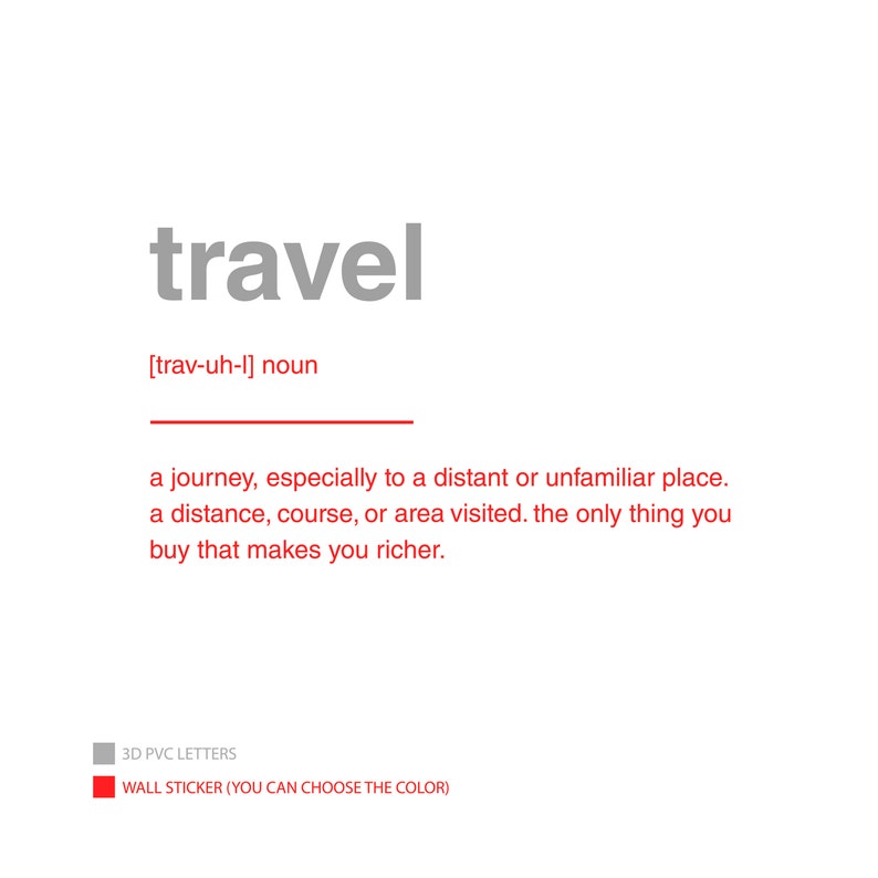 Travel Definition, Travel Wall Sign - SKU:TRDF - Etsy