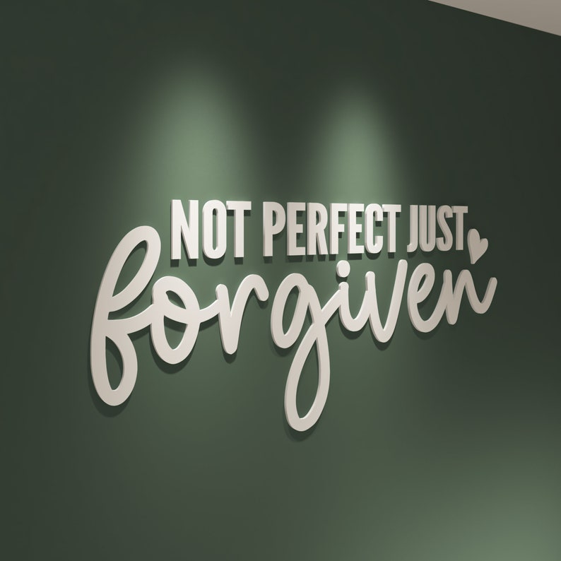 Not Perfect Just Forgiven Sign, Faith Decorative Quotes, Religious Wall ...