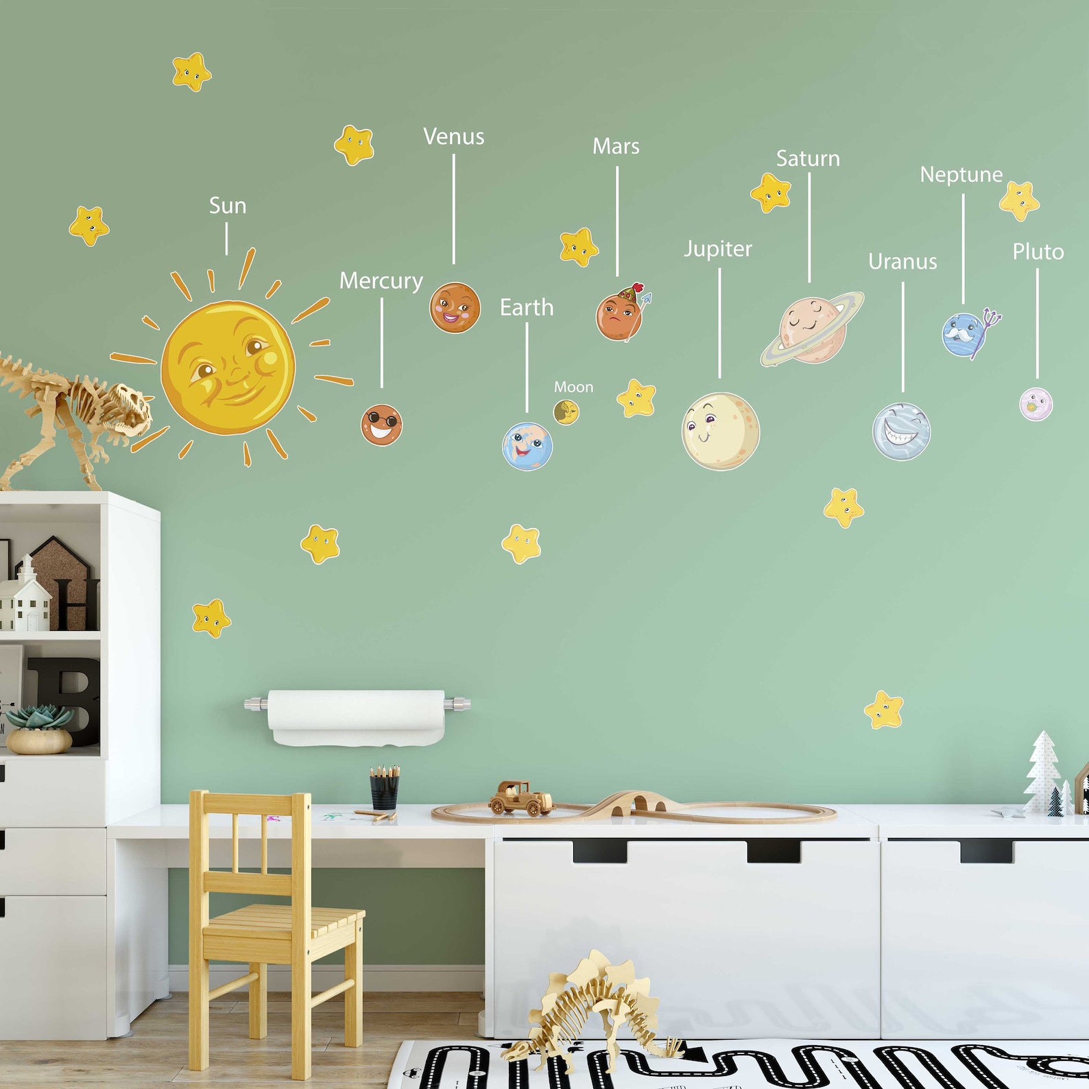 Solar System Decals Planets With Names Wall Stickers | Etsy