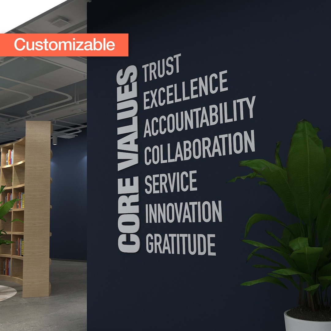 Core Values, Wall Decal Office Decor Sticker, Inspiring Motivational ...