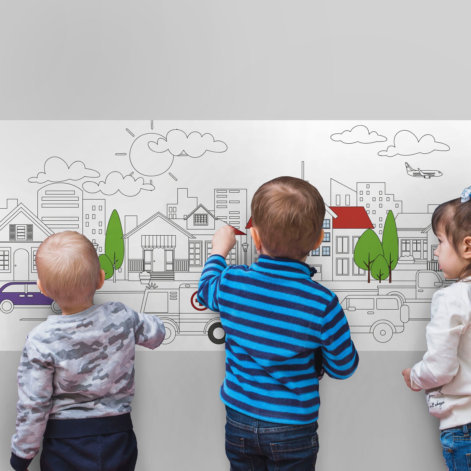 City Coloriage sur le mur Poster à colorier Autocollant amovible Déco ...