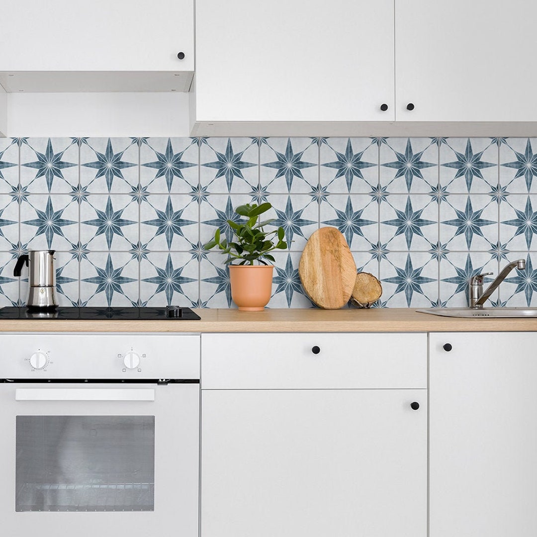 Blue Stars Backsplash Decals, Crédence Adhésive, Kitchen Decor, Peel ...