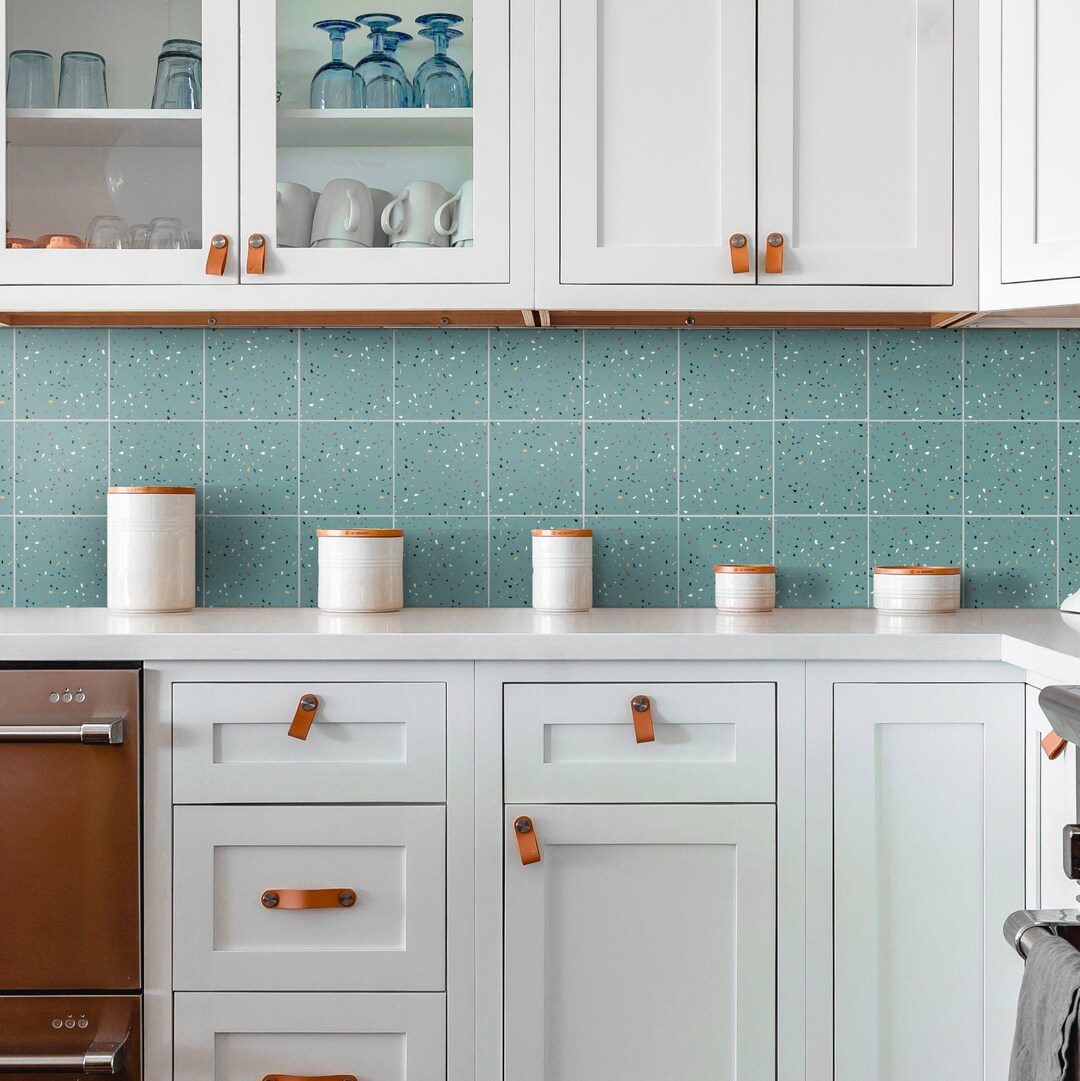Blue Terrazzo Tile Stickers, Peel & Stick, Tiles for Kitchen/bathroom ...