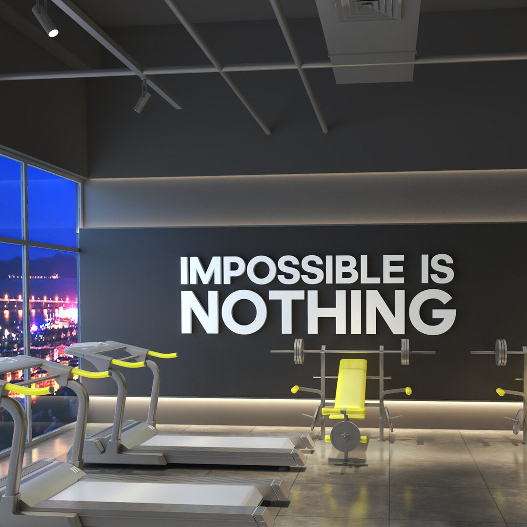 Impossible is Nothing, Gym Wall Art, Quotes, Gym Decor, Gym, Gym ...