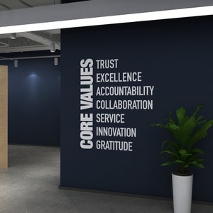 Core Values, Wall Decal Office Decor Sticker, Inspiring Motivational ...