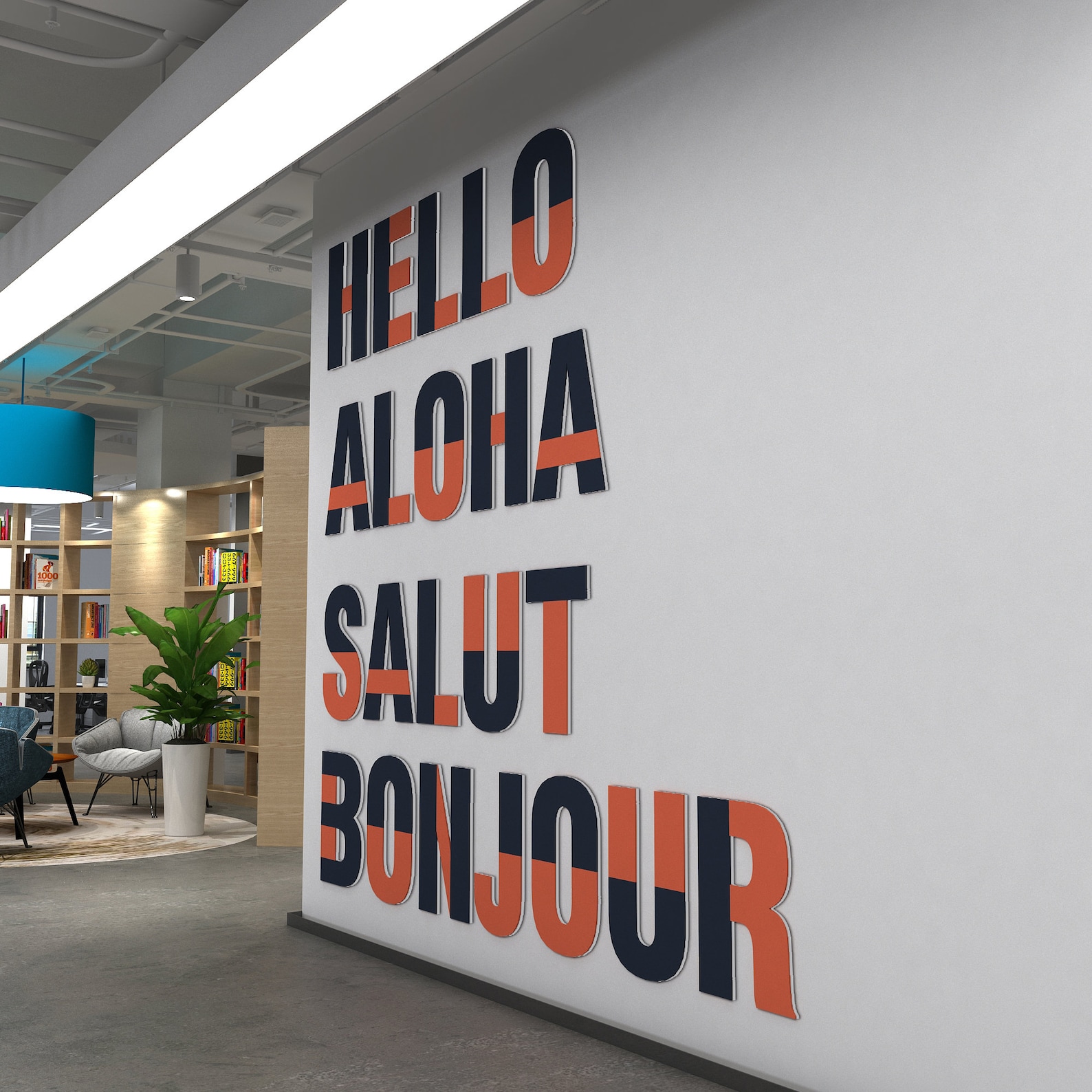 Hello, Aloha, Salut, Bonjour, Office Wall Art Decor, Large Office Lobby ...