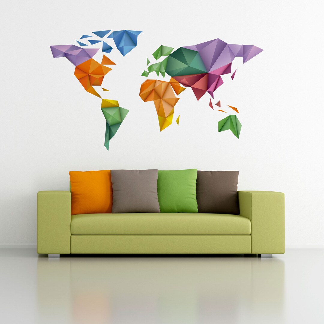 Origami World - Map Wall Art - Origami Art - Map Decals - Map Wall Ar ...