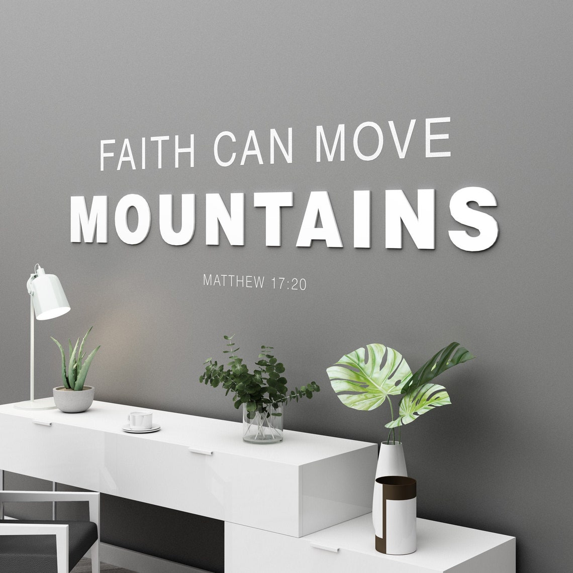 Faith Can Move Mountains Sign Decor / Living Room Decal / | Etsy