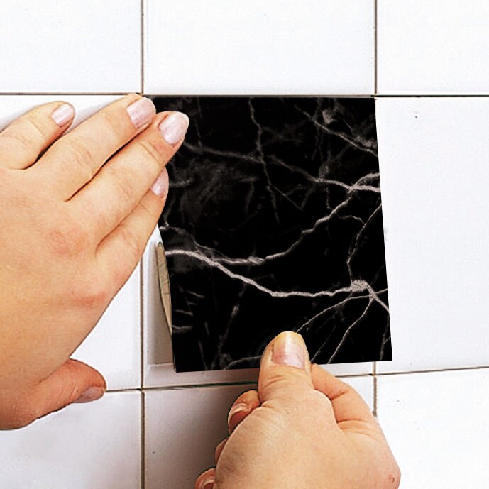 Black Marble Tile Sticker Black Granite Tile Sticker | Etsy