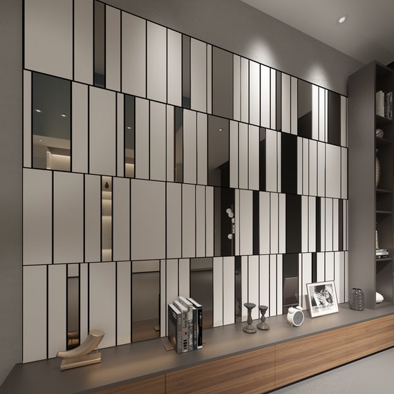 White and Silver Mirror Decorative Panels 3D Wall Panels Easy Installation SKU WHIS Etsy Canada