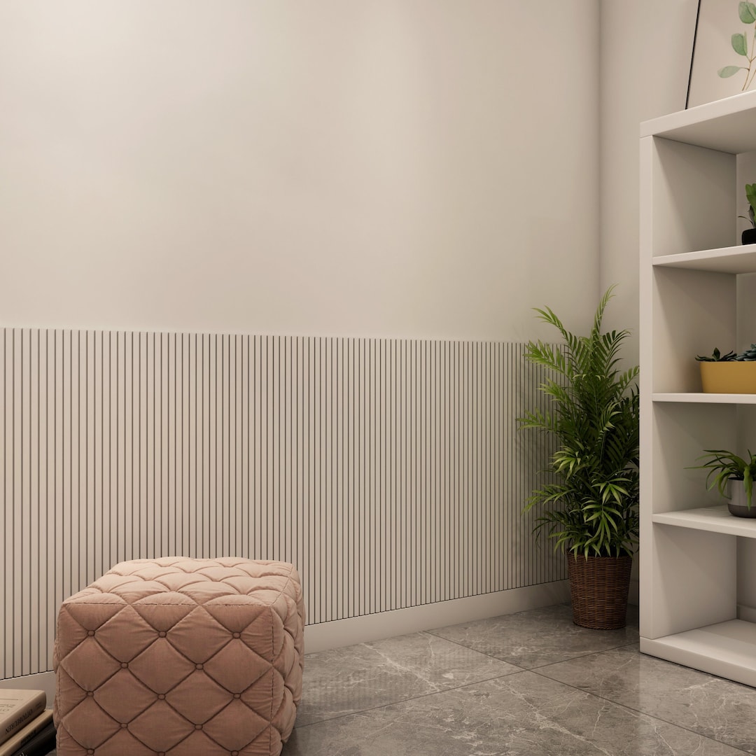 White Bars Half Wall Panels, Wainscot Paneling, Fluted Slat Wall ...