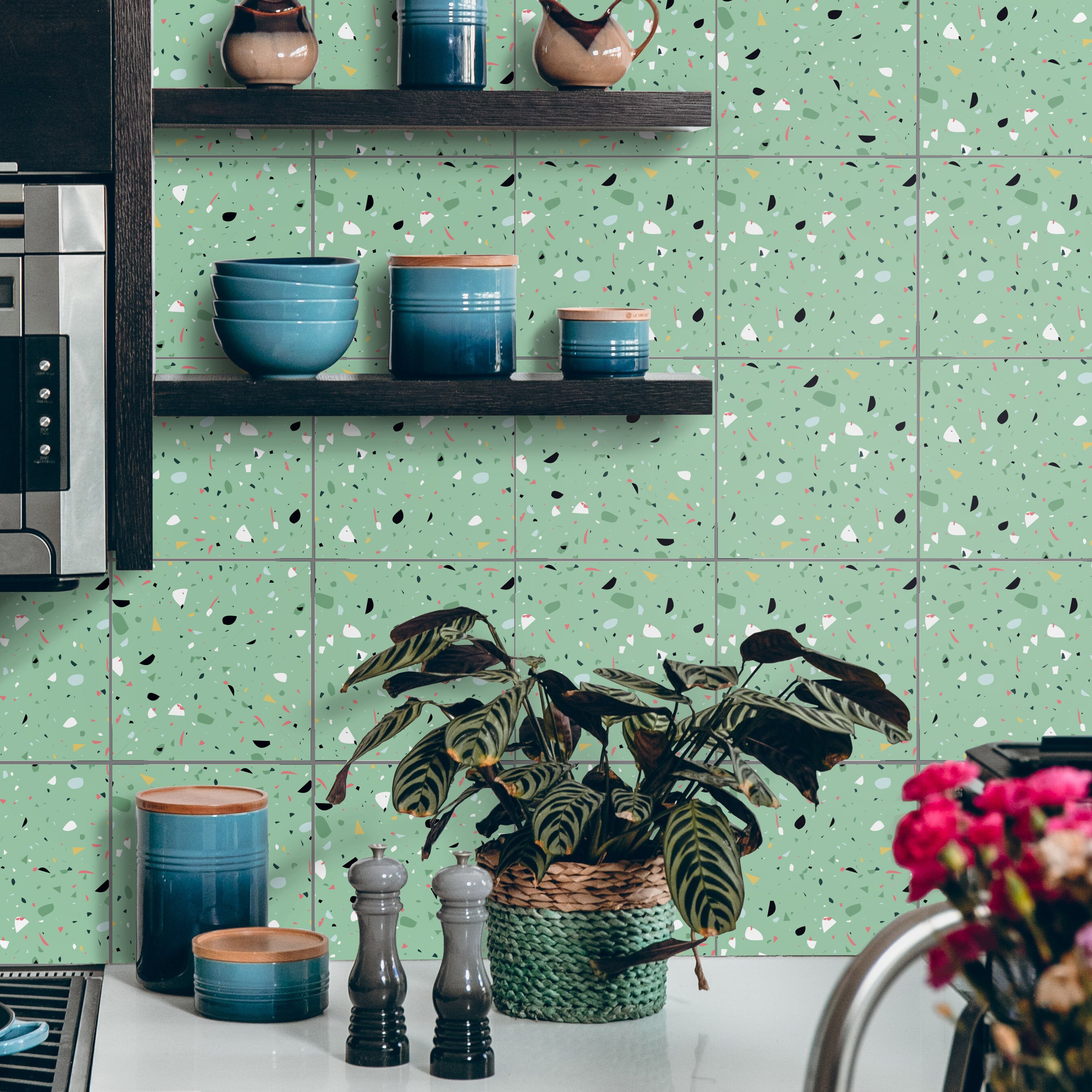 Green Terrazzo Tile Stickers Peel & Stick Tiles for - Etsy