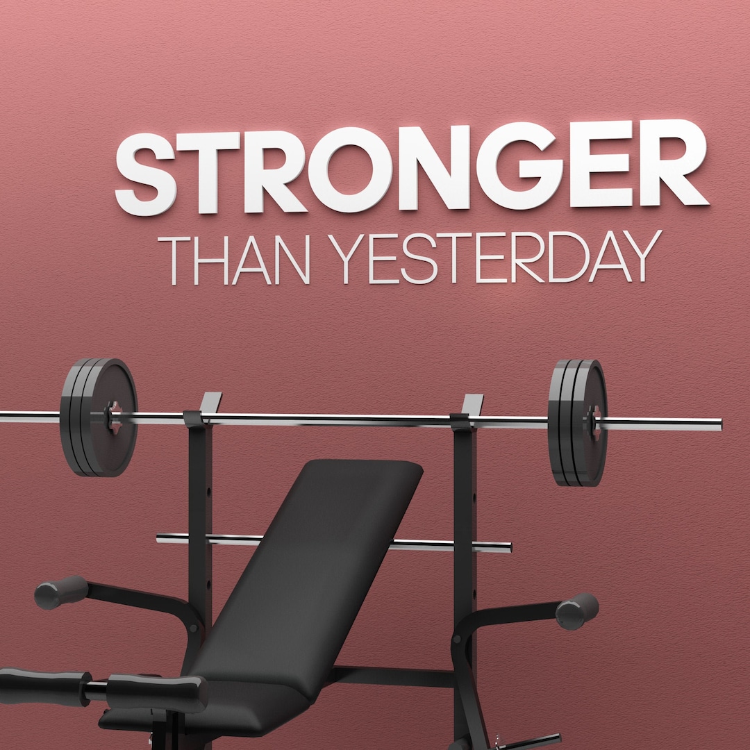 Stronger Than Yesterday GYM Sign, Home Gym Sign, Quote Gym Sign ...