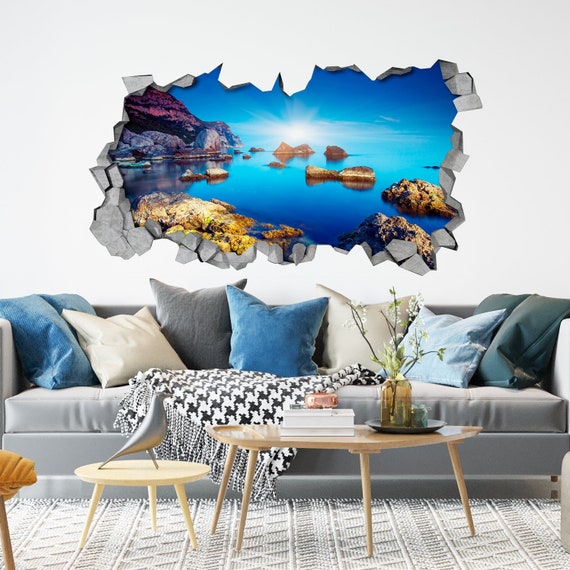 Buy Rocky Sea 3d Wall Art Broken Wall 3d Wall Stickers Wall Sticker Wall Decal 3d Wallpaper 3d Wall Decals SKU SLS3DW Online in India Etsy