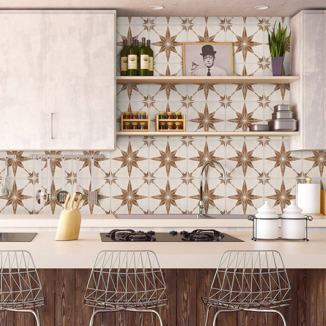 Brown Astra Tile Sticker, Suitable for Wall and Floor, Waterproof, Tile ...