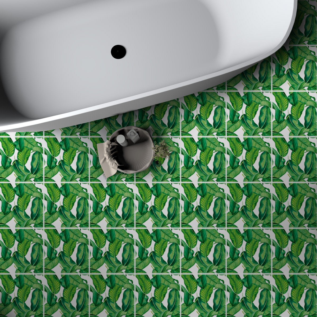 Banana Leaf Tile Stickers, Tropical Leaves, Green Leaves, Suitable for ...