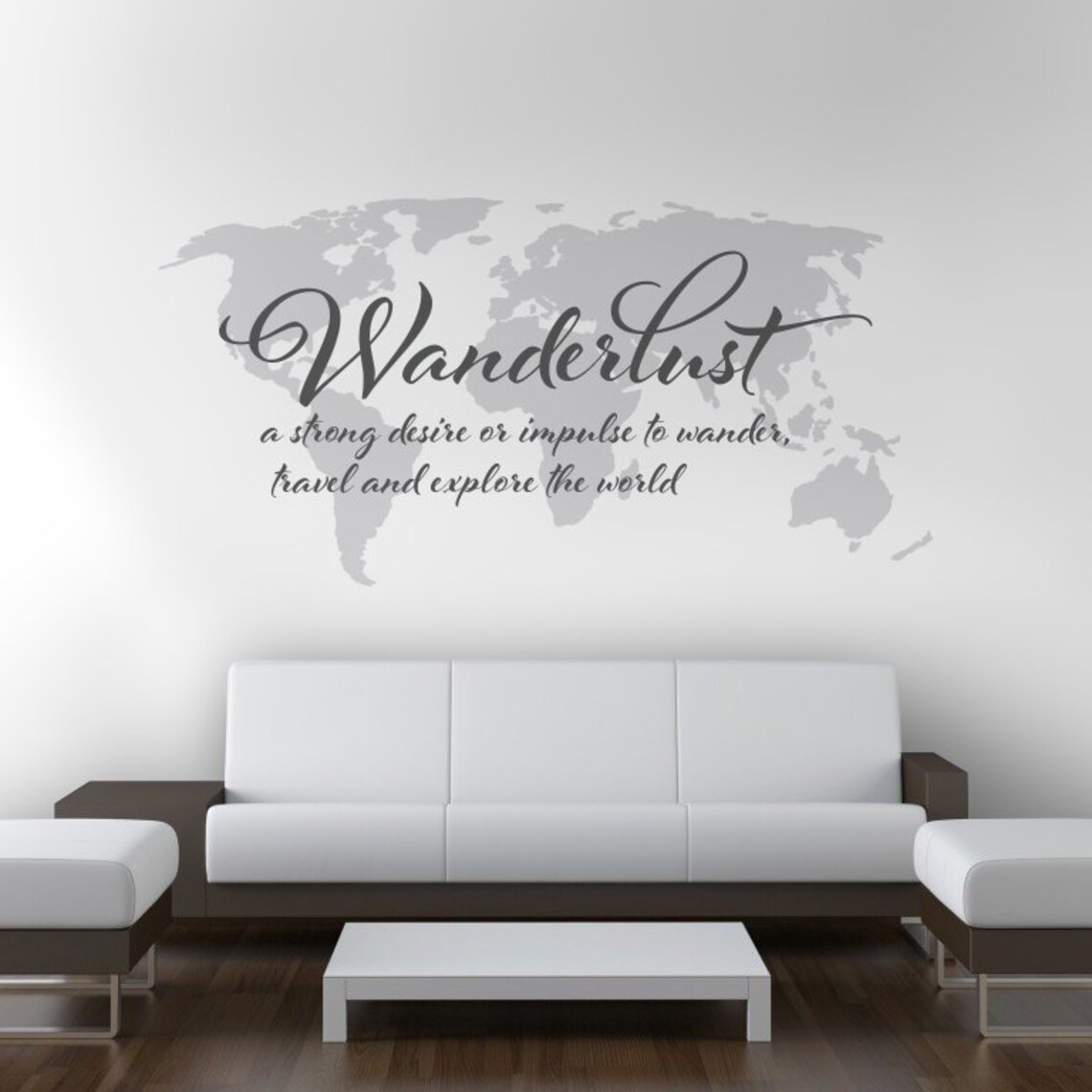 Wanderlust World Map Decal - Large World Map Vinyl Wall Sticker - World ...