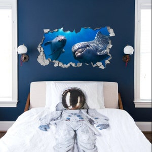 Dolphins Broken Wall Decal - 3d Wallpaper - 3d Wall Decals - 3d Printed ...