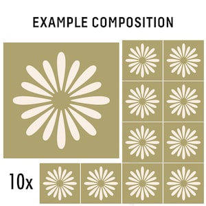 Green Flower Tile Decals, Olive Boho Flower Tile Stickers, Peel & Stick ...