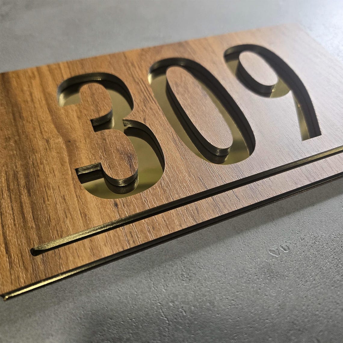 Dark Wood Door Sign With Gold Mirror Acrylic, Custom Door Sign ...