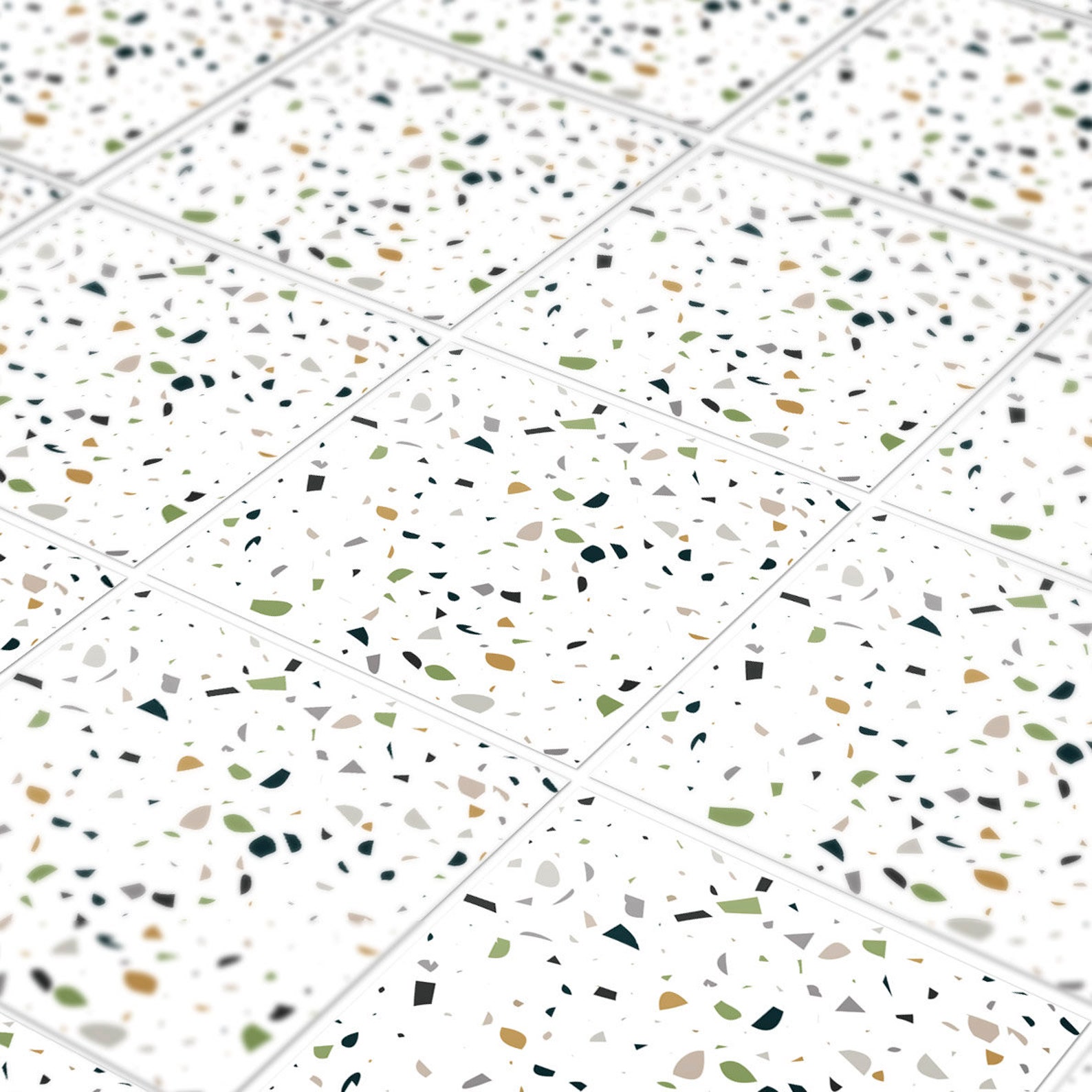 Green White Terrazzo Tile Stickers, Kitchen Decor, Tile Stickers, Tiles ...