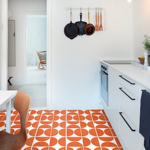 Orange Modern Circles Pattern Tile Stickers, Suitable Wall and Floor ...