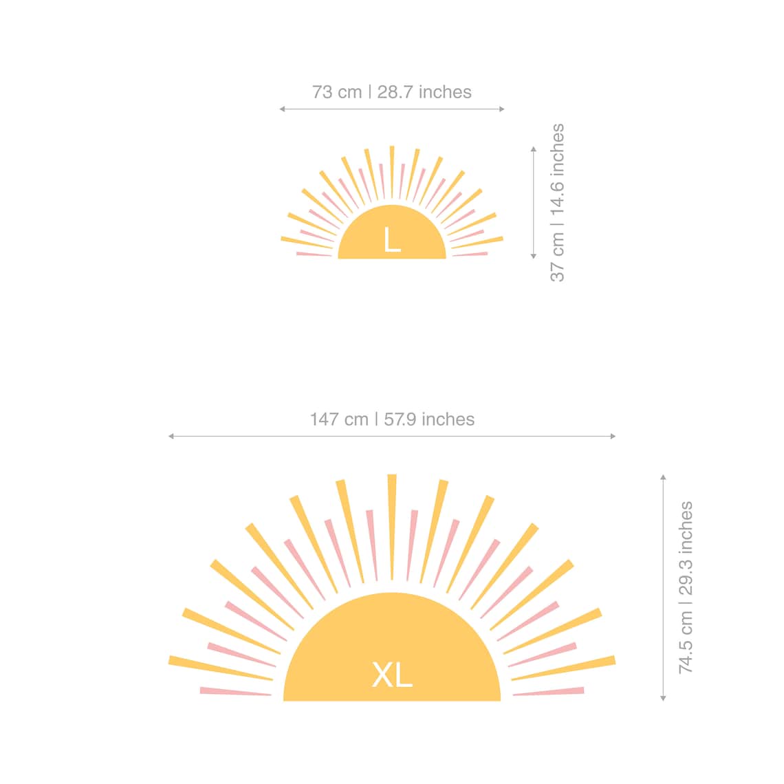 Rising Sun Wall Decal Half Sun Scandinavian Nursery Boho - Etsy