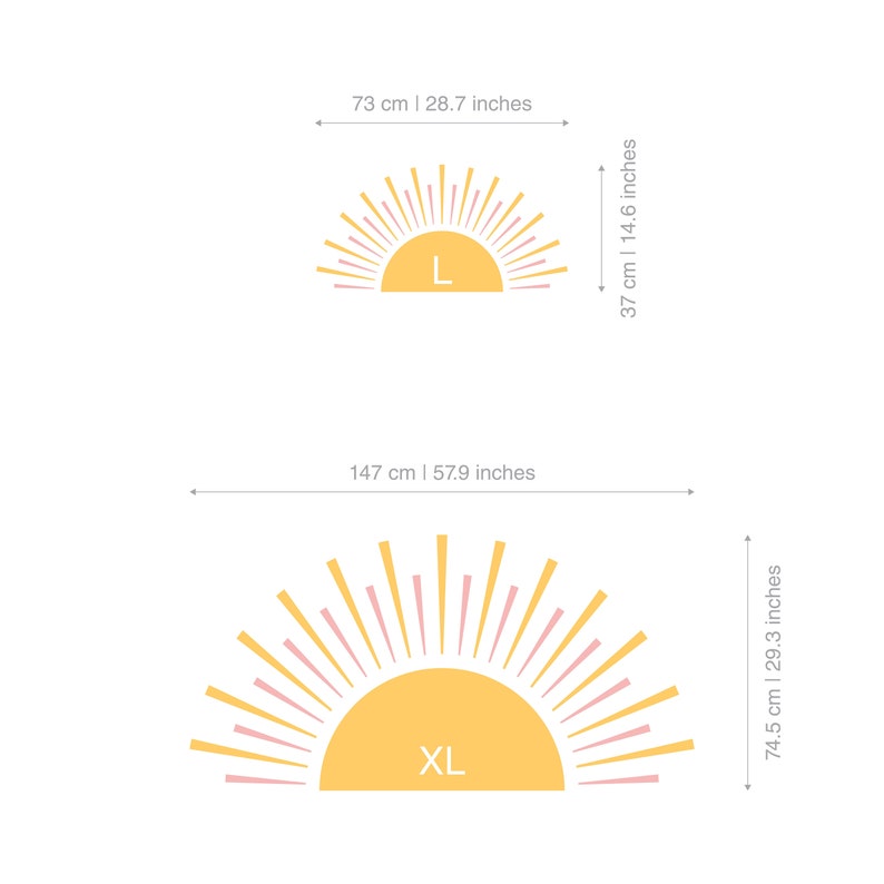 Rising Sun Wall Decal Half Sun Scandinavian Nursery Boho - Etsy