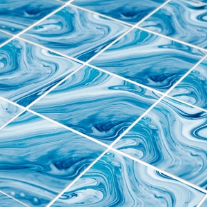 Blue Onyx Tile Sticker, Blue Paint Tile Sticker, Suitable for Wall and ...
