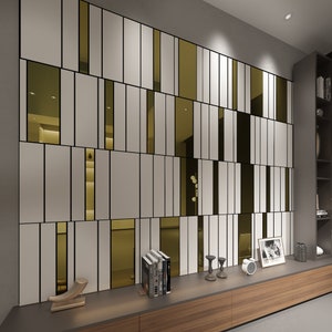 White and Gold Mirror Decorative Panels, 3D Wall Panels, Easy ...