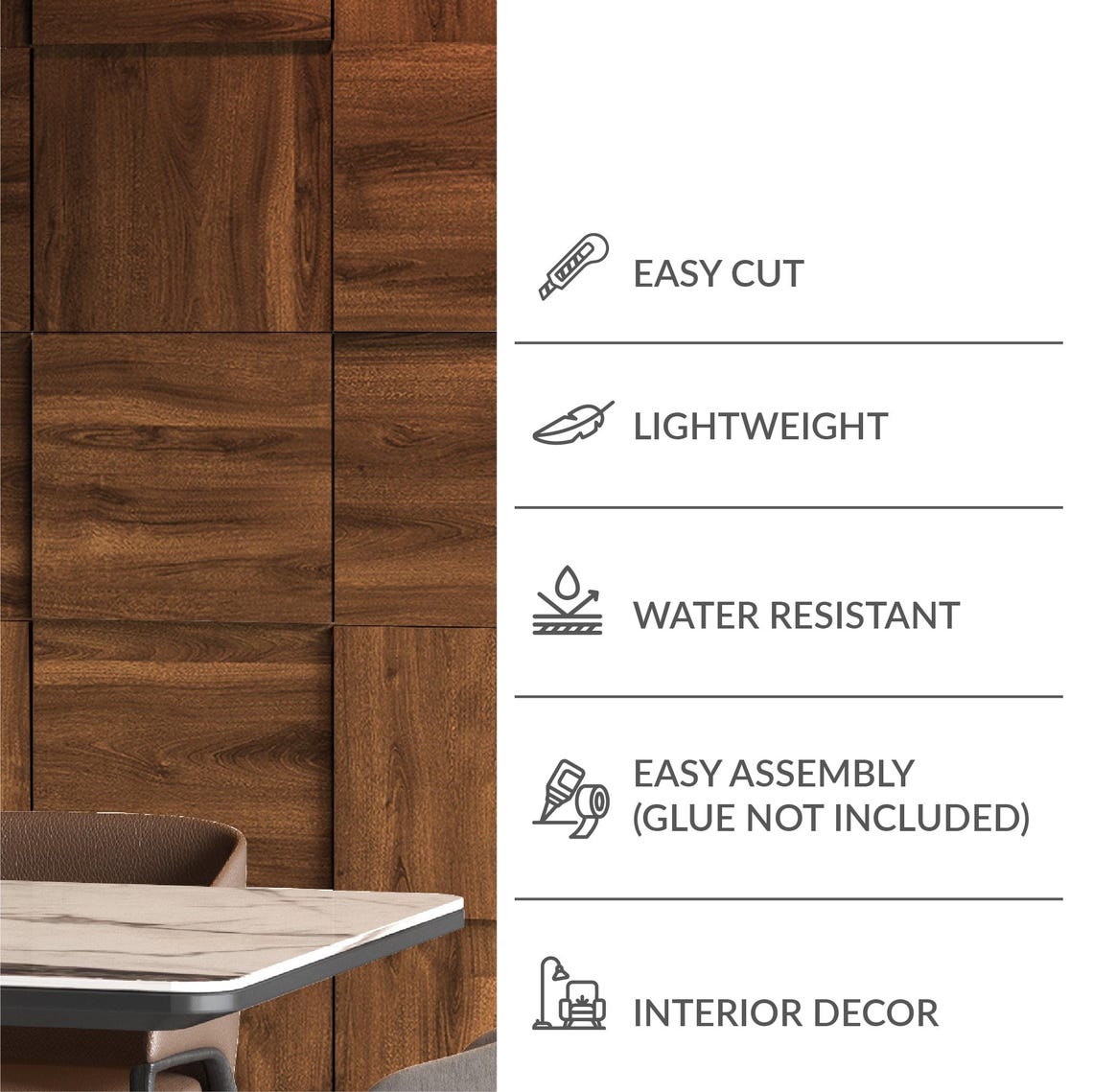 Dark Wood Modular Squares, 3dimensional Accent Wall, Wood Imitation ...