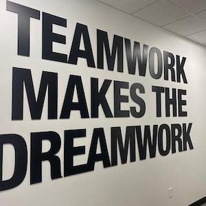 Teamwork Makes the Dreamwork, 3D Office Wall Art, Meeting Room Wall ...