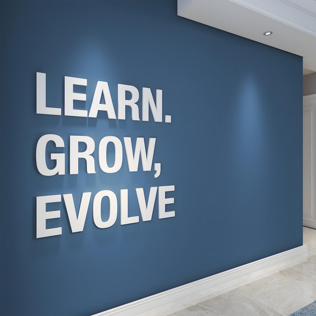 Learn Grow Evolve, Large Office Wall Decor, Positive Affirmation Art ...