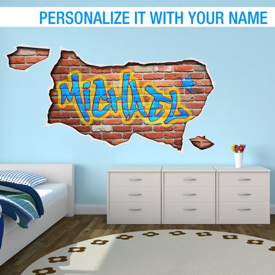 Personalized Graffiti Street Art Color Street Wall Decal | Etsy