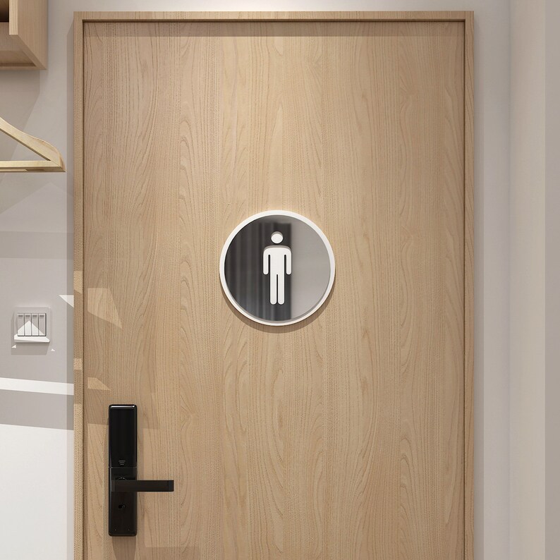 Restroom Door Metal Sign, Bathrooms Man Woman, WC Pictogram, Unisex ...