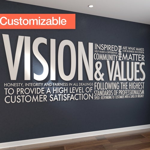 Vision & Values 3D Letters Office Wall Art Wall Decal - Etsy
