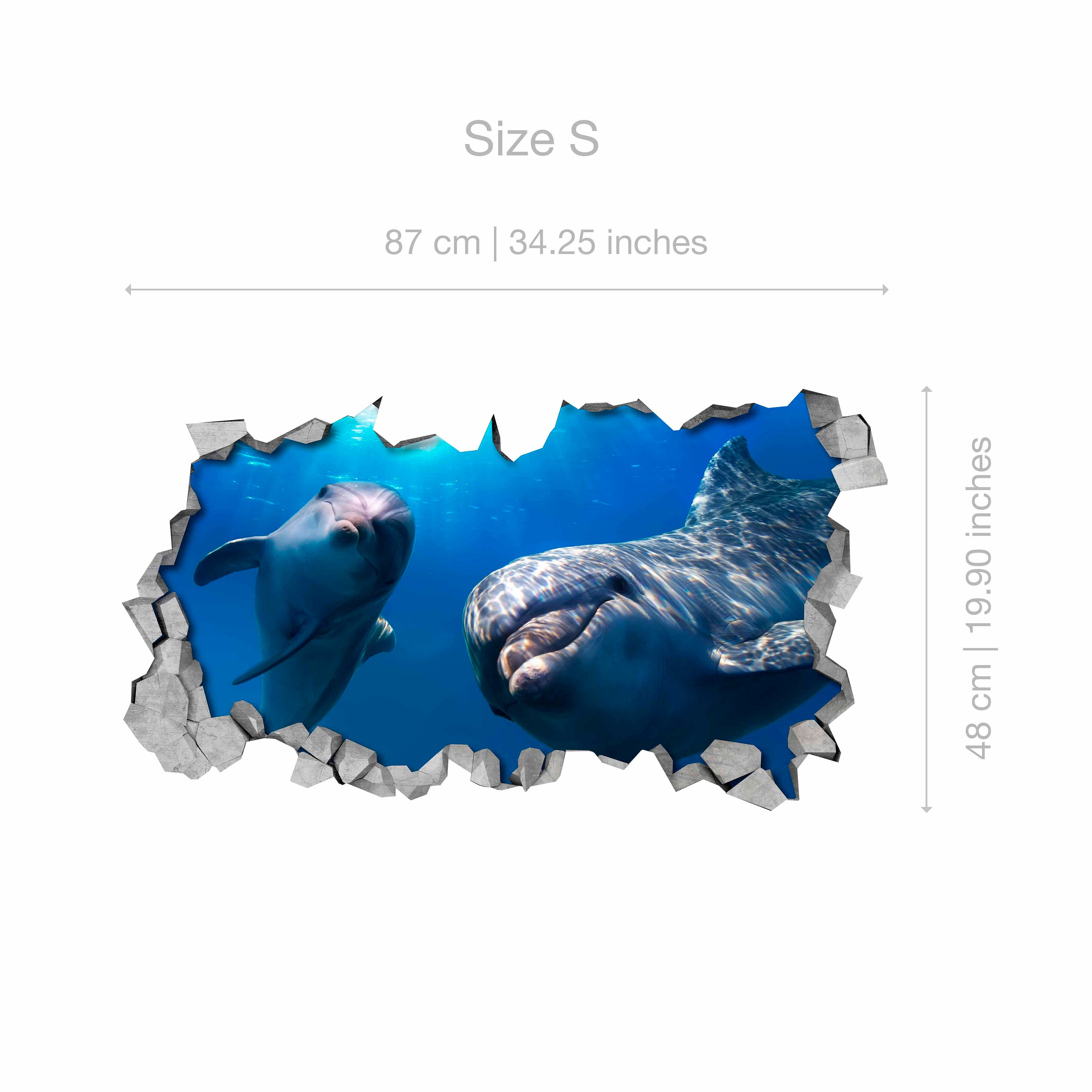 Dolphins Broken Wall Decal - 3d Wallpaper - 3d Wall Decals - 3d Printed ...