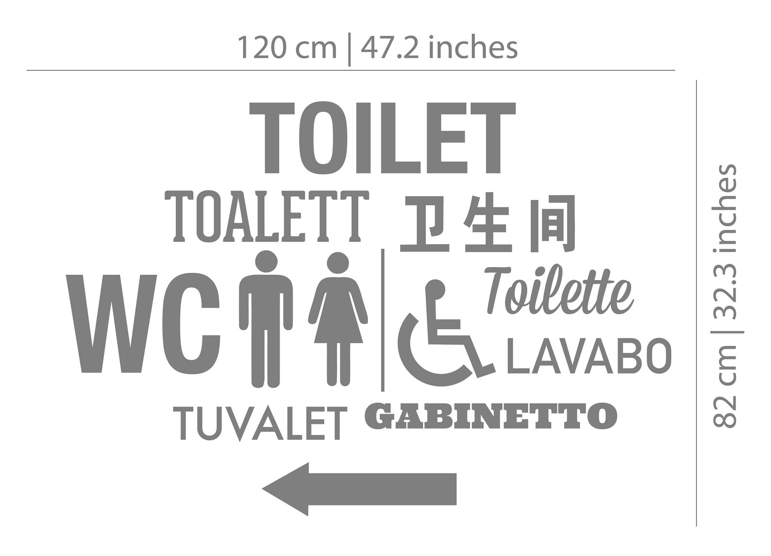 Toilet Sign Multilanguage , for Global Offices, Receptions, Lobbies ...