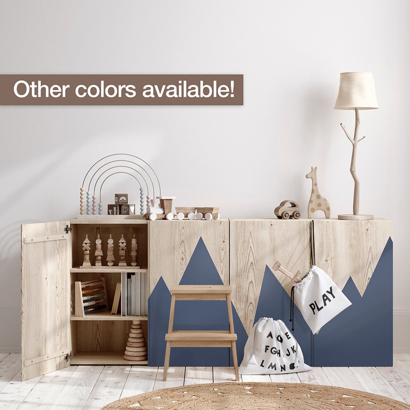 Mountains Sticker Furniture, Furniture Hacks, Color Blocking, Woodland ...