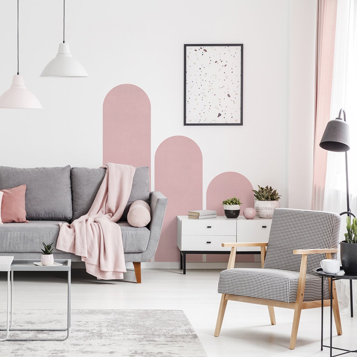 Arch Wall Decal Set Color Block Wall Sticker Boho Interior | Etsy