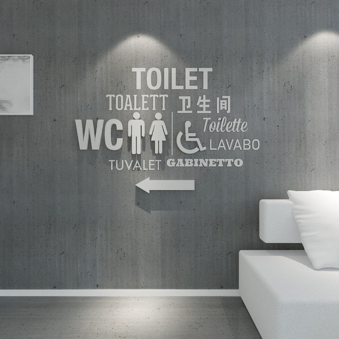 Toilet Sign Multilanguage , for Global Offices, Receptions, Lobbies ...
