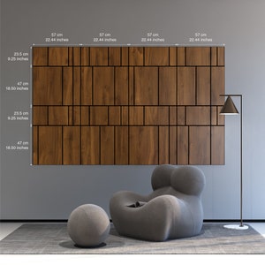 Dark Wood Decorative Panels, Modular 3D Wall Panels, Living Room ...